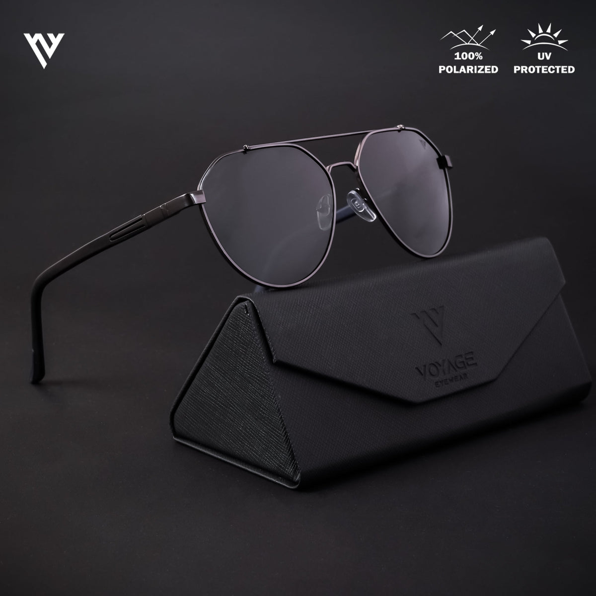 Grey Polarized Aviator Sunglasses - PMG4284