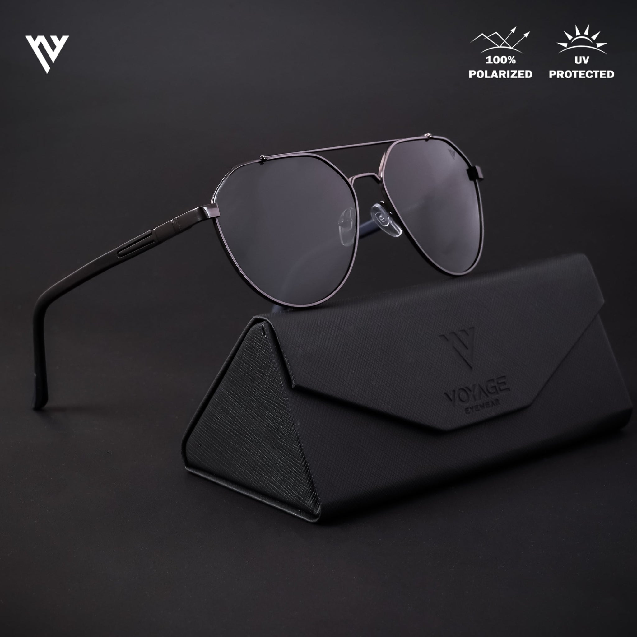 Grey Polarized Aviator Sunglasses - PMG4284