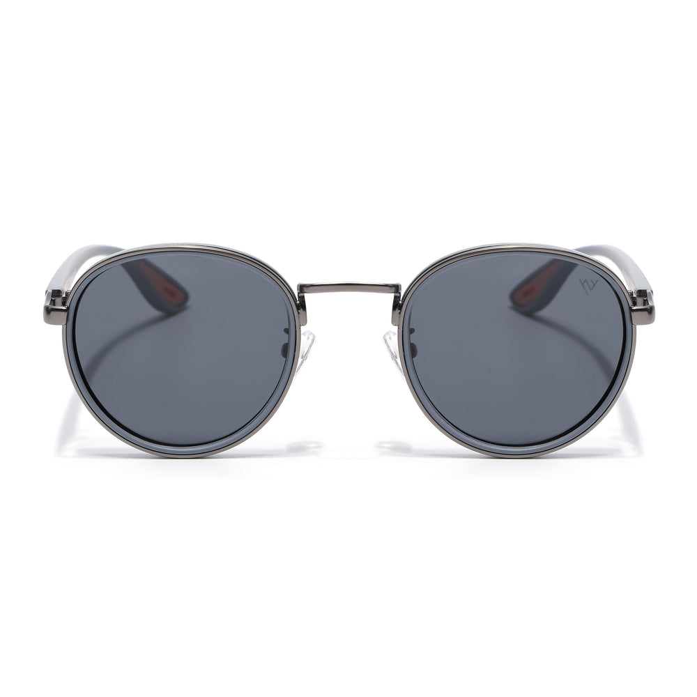 Pilot | Grey Round Polarized Sunglasses | Black Lens - PMG6673