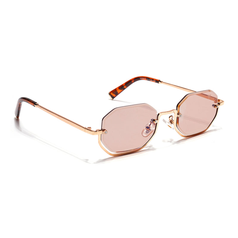 Facet | Light Pink Hexagonal Sunglasses | Golden Frame - MG7515