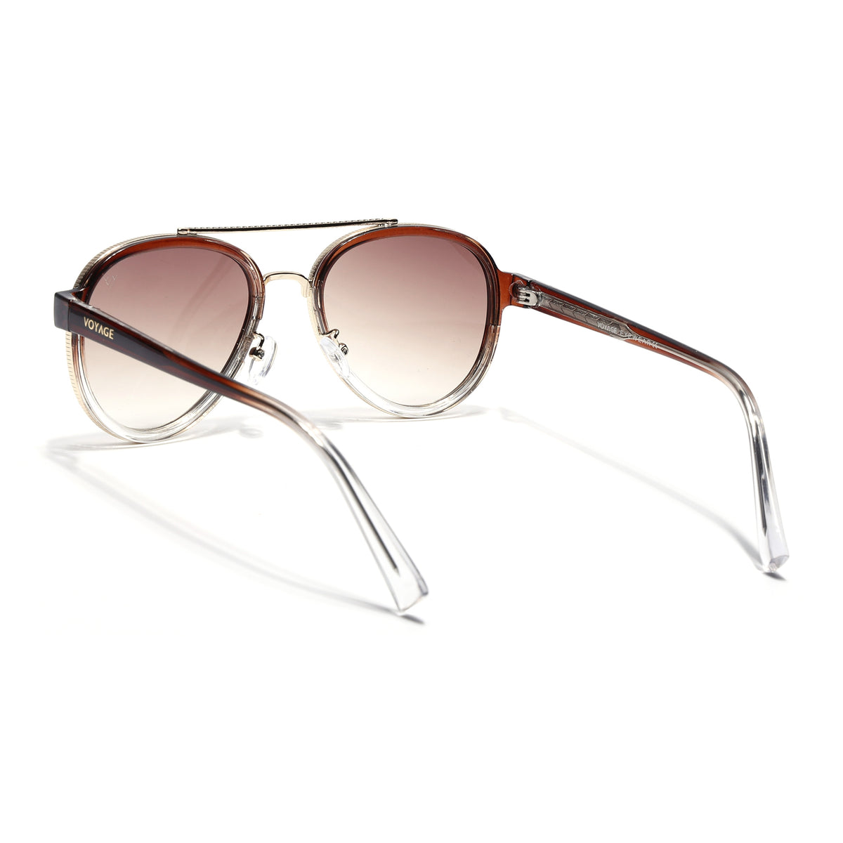 Signature Aviator | Golden & Brown Sunglasses | Brown & Clear Lens - M