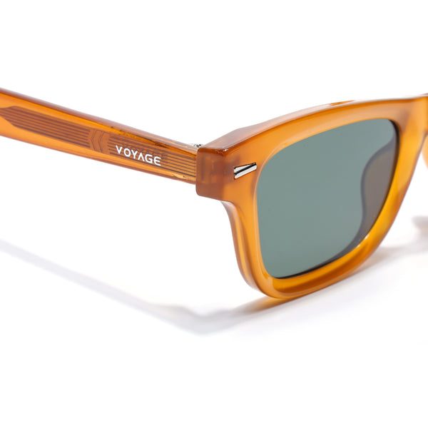 Wayfarer Polarized Sunglasses for Men & Women (Green Lens | Orange Fra