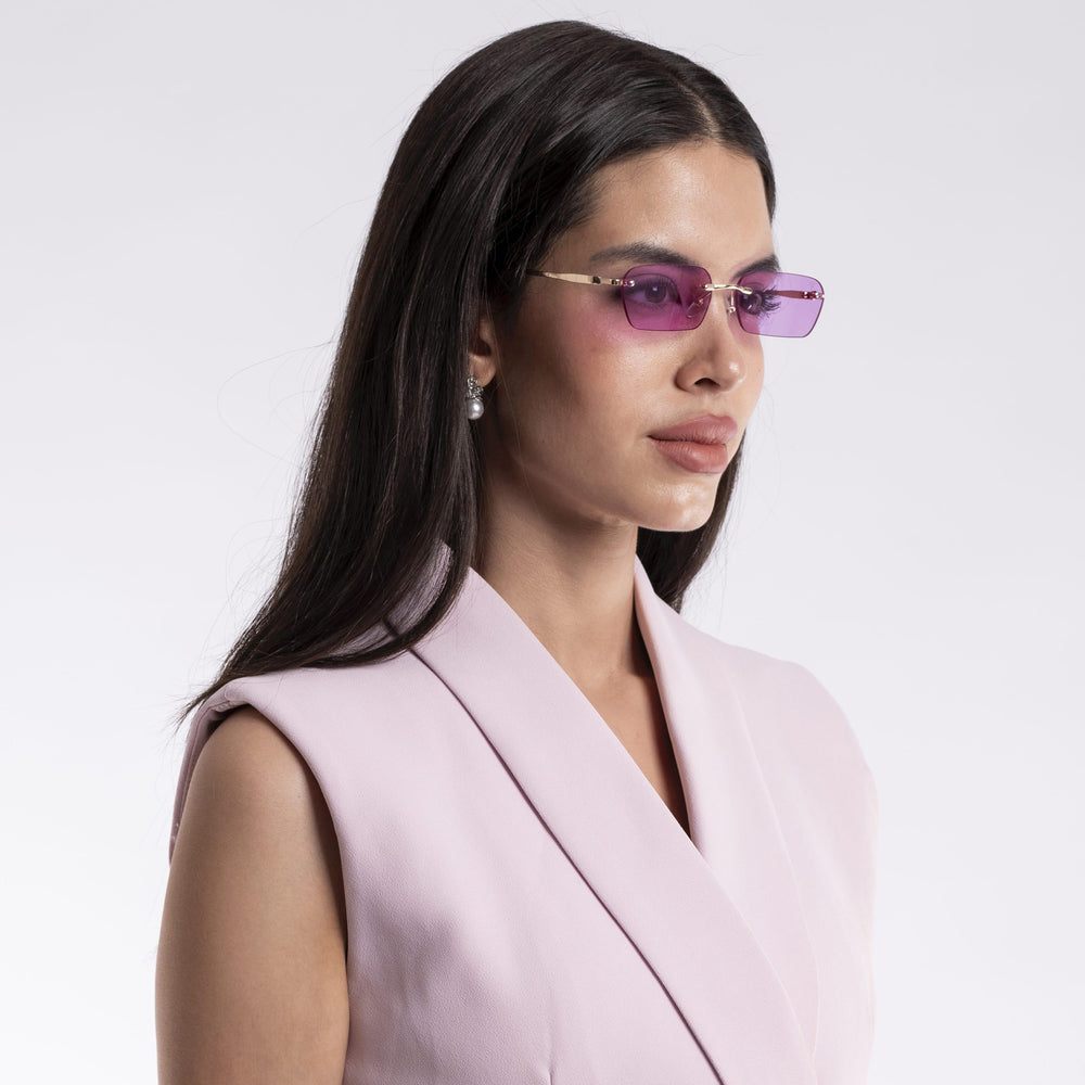 Underdog | Purple Rimless Rectangle Sunglasses MG3787
